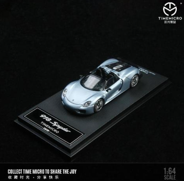 TimeMicro 1:64 Porsche 918 Spyder (Silver Blue) – Miniature Planet